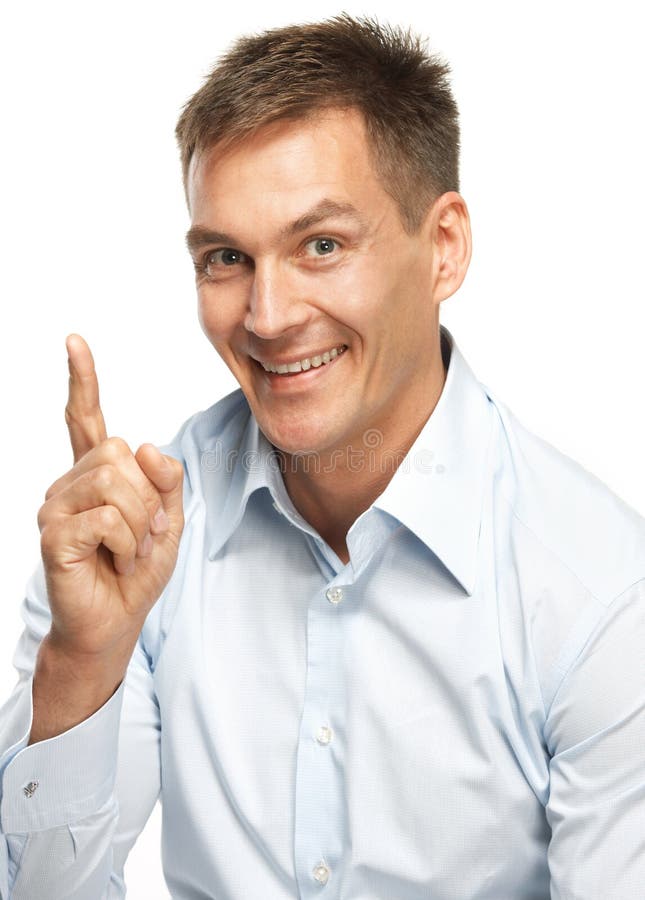 Handsome Male Doctor Pointing Finger Up Stock Image - Image of ...