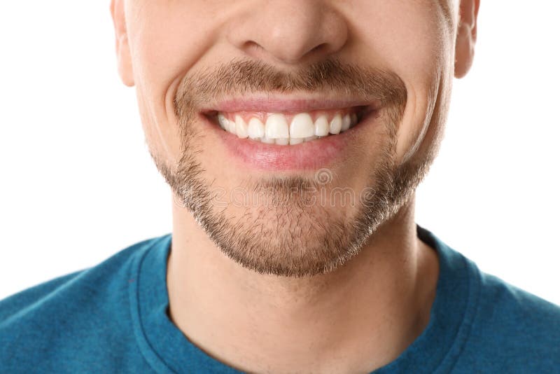 Smiling Man with Perfect Teeth on White Background Stock Image - Image ...