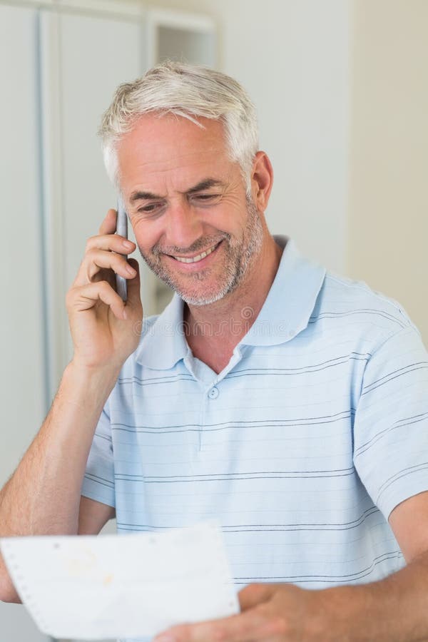 Smiling Man on a Phone Call Stock Image - Image of person, house: 39229829