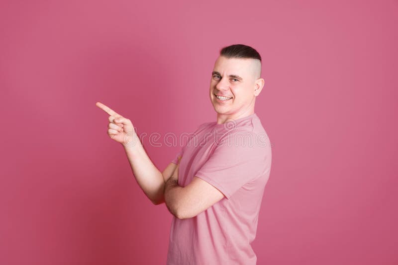 Smiling Man Pointing Finger Away Stock Image - Image of smiling, style ...