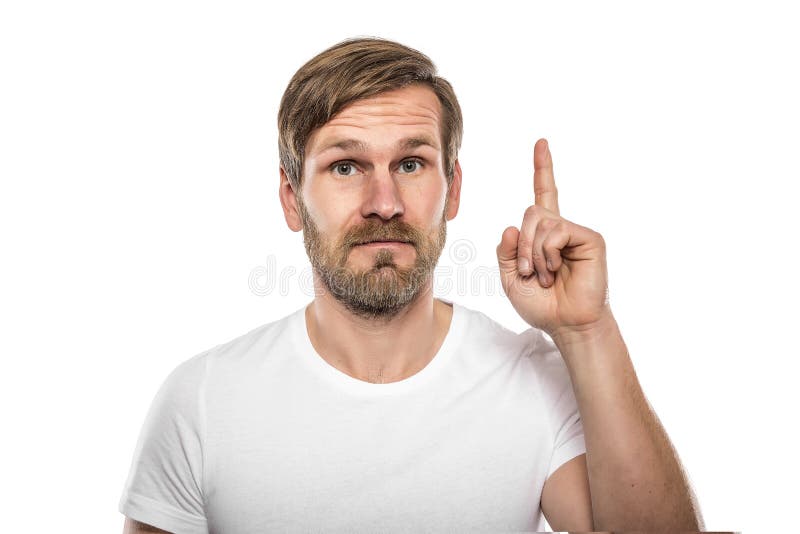 Smiling Man Points To an Empty Space. Stock Image - Image of fashion ...