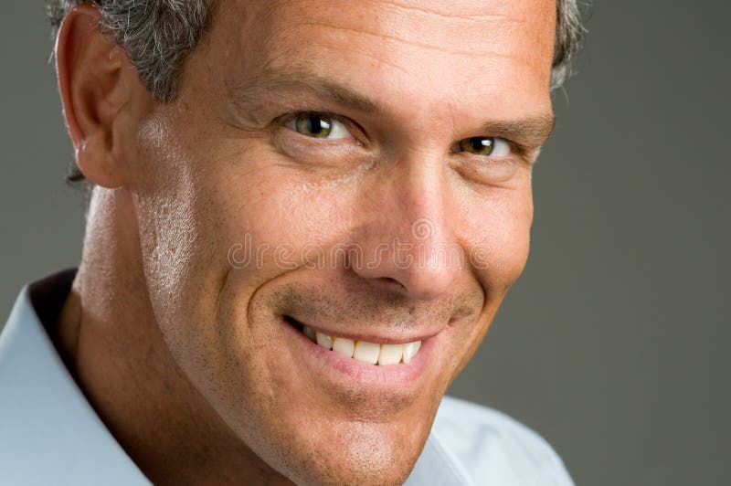 Portrait of Middle Aged Man Smiling at the Camera Stock Image - Image ...