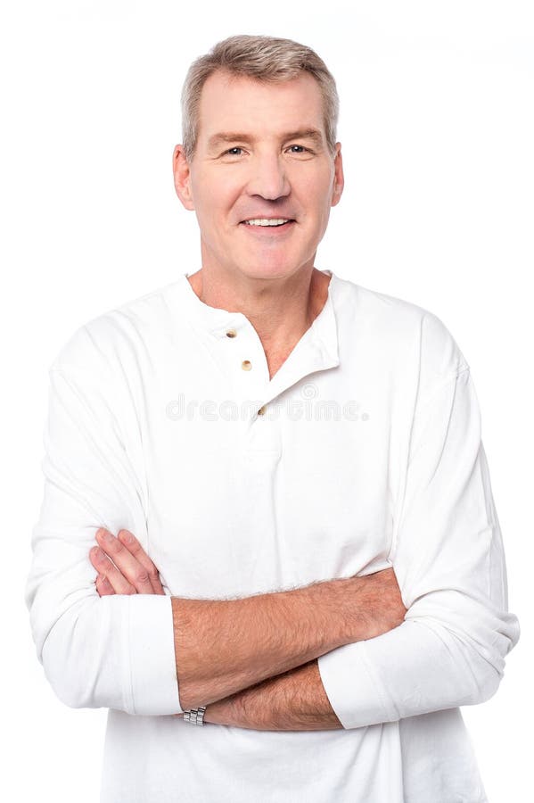 Smiling Man Posing with Folded Arms Stock Image - Image of confident ...