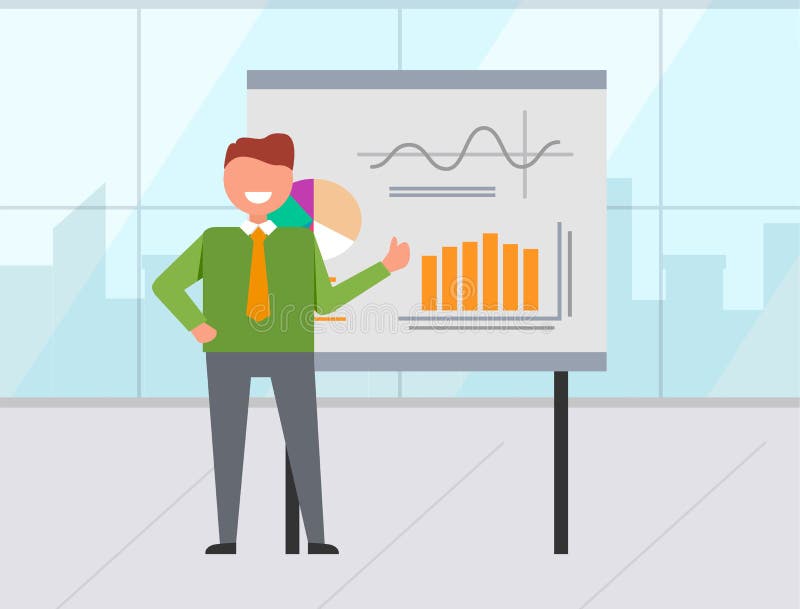 Presenter Showing Graph Report, Workplace Vector Stock Vector ...