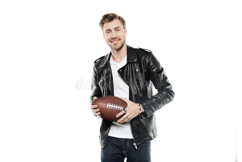 Smiling Man with Rugby Ball in Hands Looking at Camera Stock Photo ...