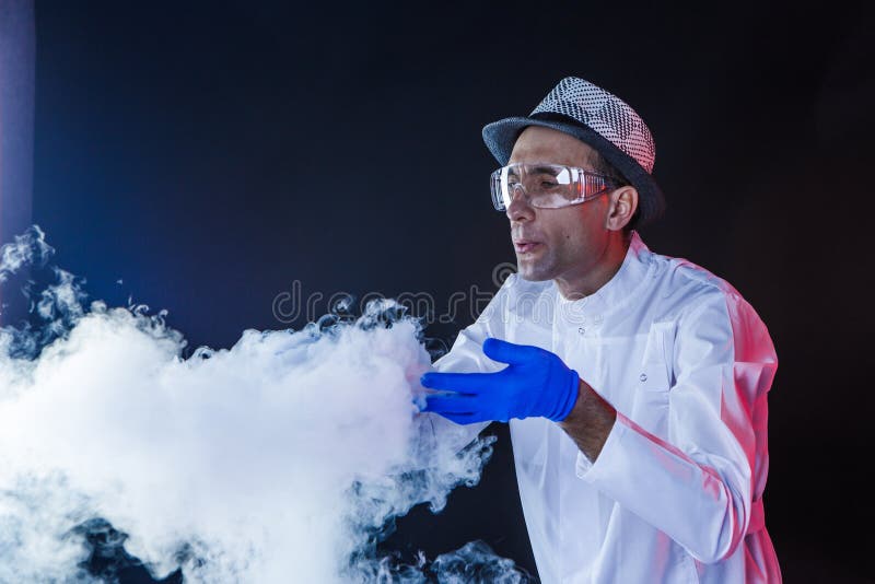Crazy Scientist. Young Boy Performing Experiments Stock Image - Image ...