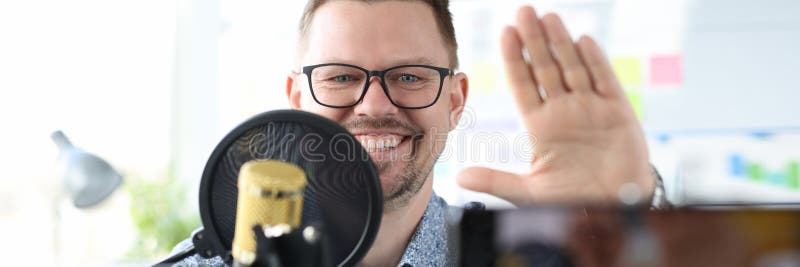 Microphone for Commentator with Sport Football Field Stock Image ...