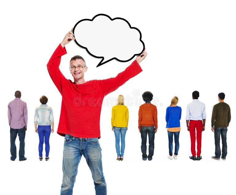 Smiling Man with Speech Bubble Stock Photo - Image of concept, smiling ...