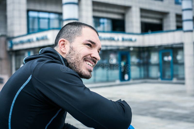 Smiling Man after Successful Exercise. Stock Image - Image of close ...