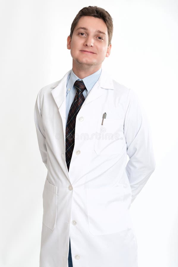 Smiling Man on Tie and Lab Coat Stock Photo - Image of specialist, coat ...