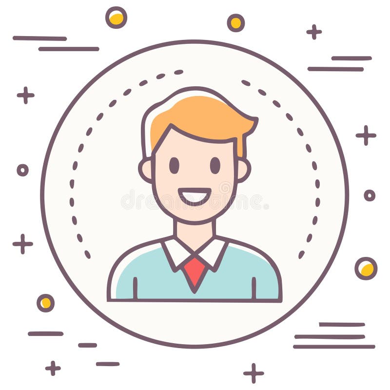 Smiling Man Vector Illustration in Circle Frame Modern and Minimalist ...