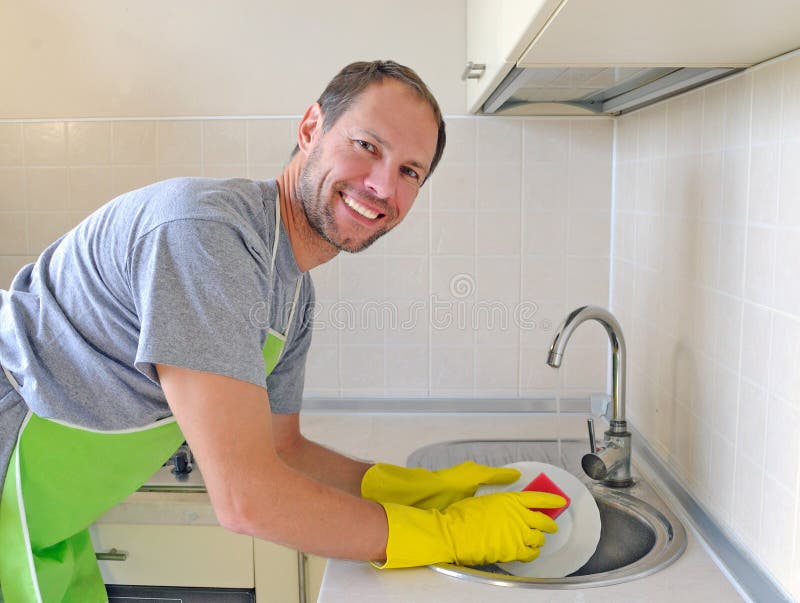 Man washing dishes stock image. Image of tray, restaurant - 7562051