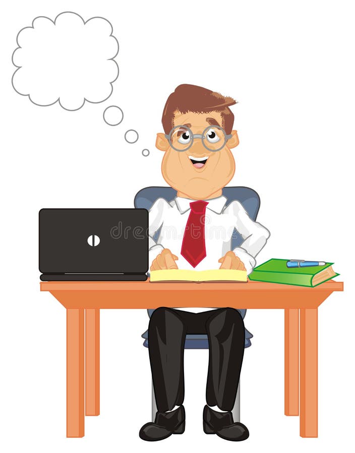 Manager sit and think stock illustration. Illustration of office ...
