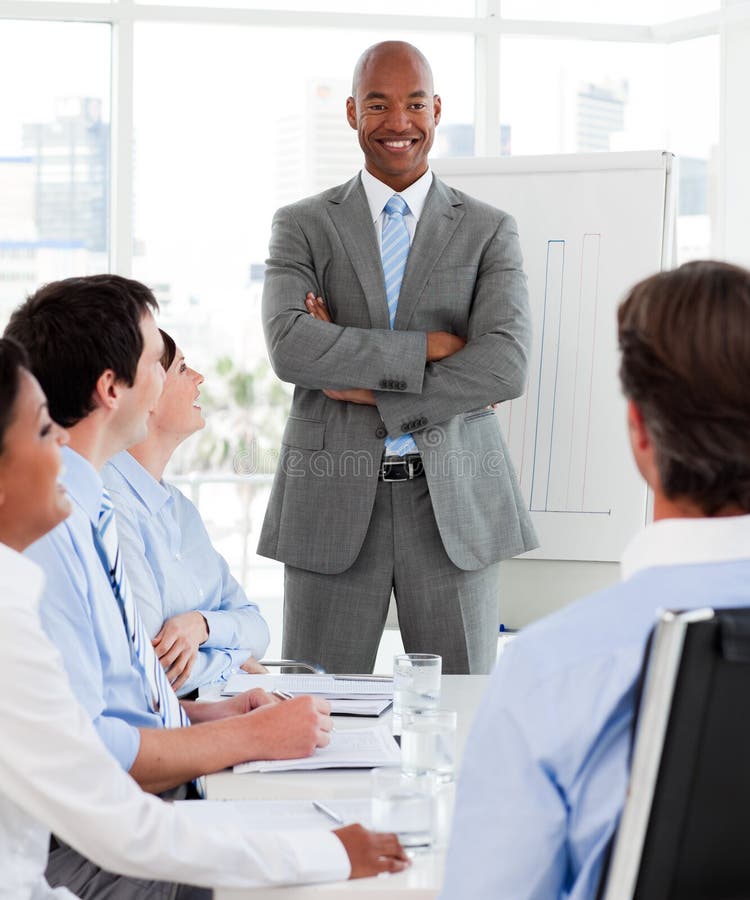 Smiling Manager Doing a Presentation Stock Image - Image of business ...