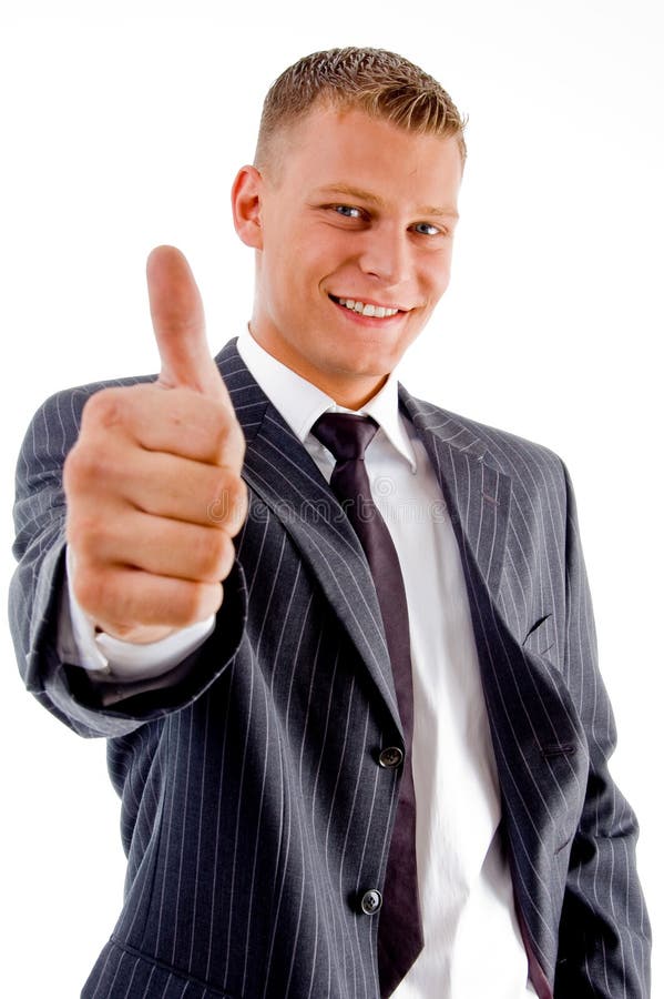 Smiling Manager Showing Thumbs Up Stock Photo - Image of thumb ...