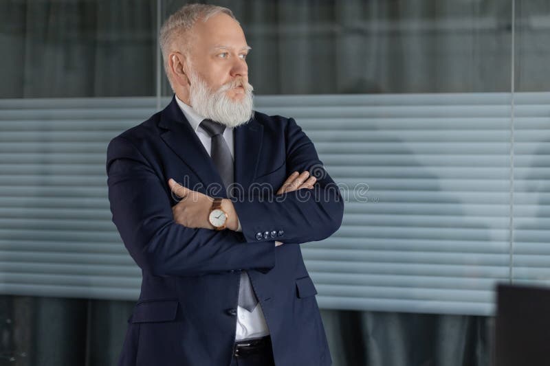 Smiling Mature Businessman Manager Executive Standing in Office Stock ...