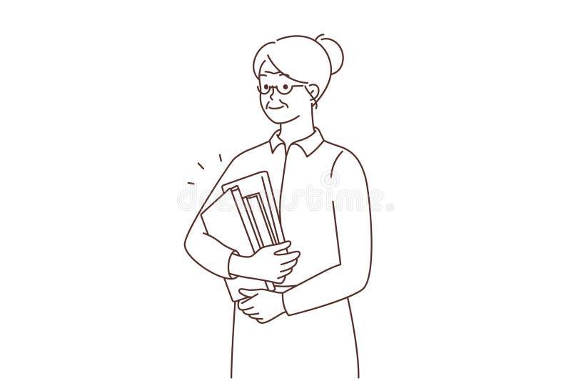Smiling Mature Woman with Folders at Work Stock Vector - Illustration ... Smiling Mature Woman with Folders at Work Stock Vector - Illustration ...