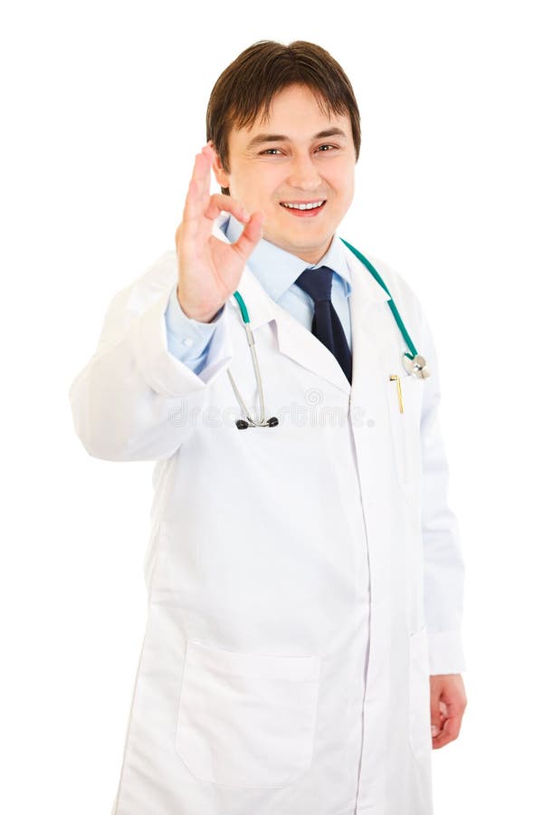 Smiling Medical Doctor Showing Ok Gesture Stock Image - Image of ...