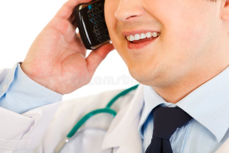 Smiling Medical Doctor Talking on Mobile. Close-up Stock Image - Image ...