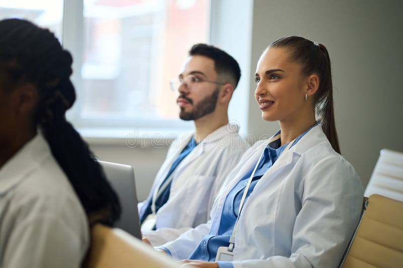 Smiling Medical Students Attending a Lecture Stock Photo - Image of ...