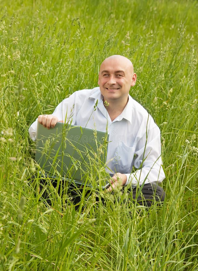 Smiling Men with the Notebook Stock Image - Image of internet, success ...