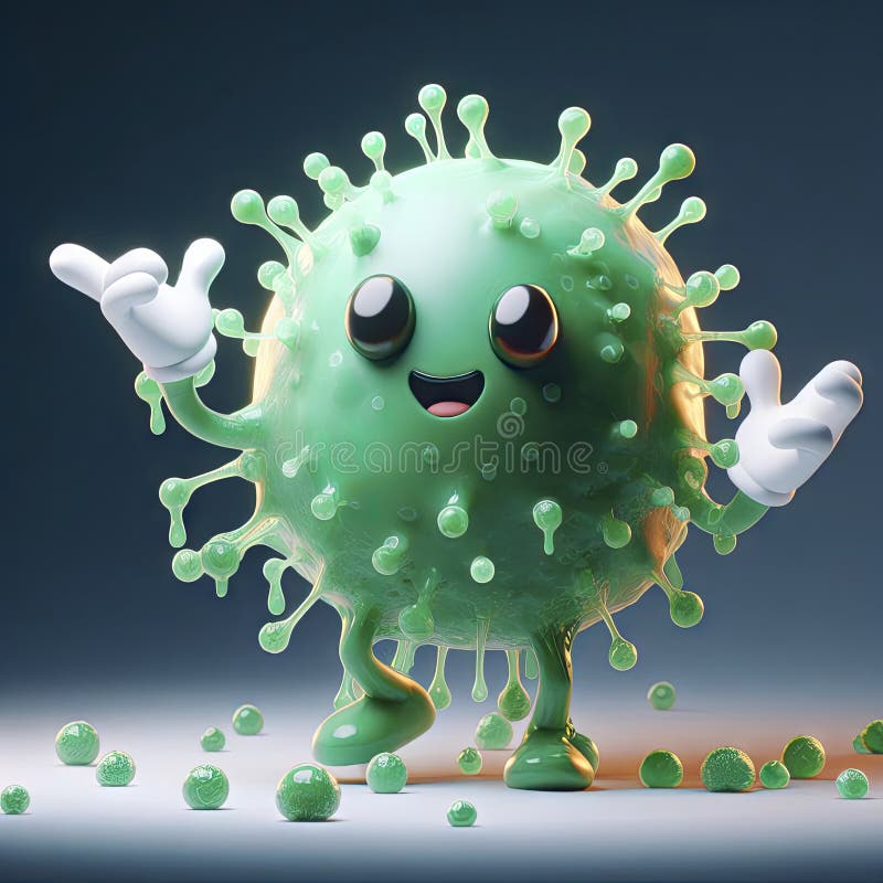 Smiling Microbe on a Dark Background 3d Character. Ai Generative Stock Illustration ...