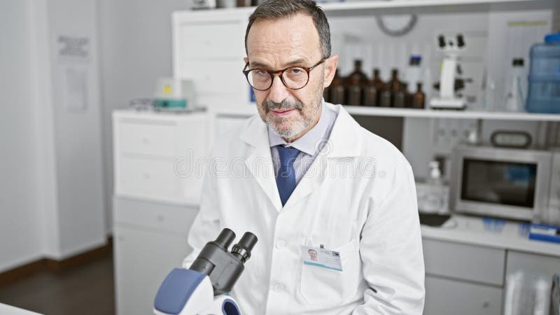 Smiling Middle-age Man with Grey Hair Joyfully Discovers Breakthrough ...