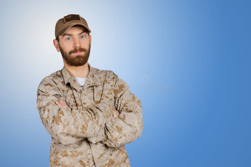Smiling Military Man stock photo. Image of father, freedom - 68089718