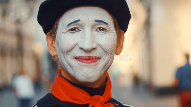 Smiling mime Pierrot stock photo. Image of gesture, collar - 67646976
