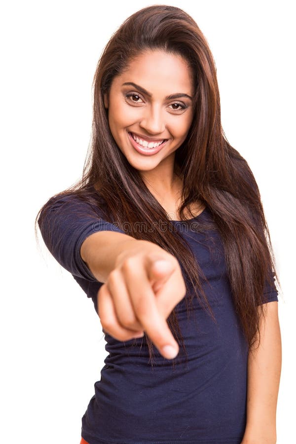 Girl pointing her finger stock image. Image of female, single - 291689