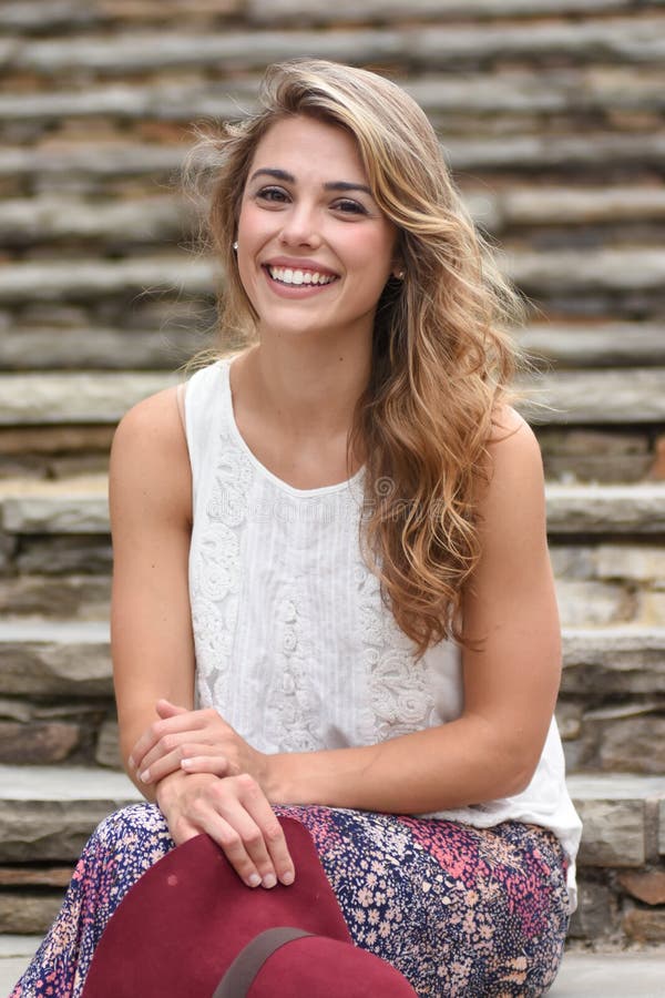 Smiling Model during an Outdoor Photoshoot Stock Photo - Image of ...