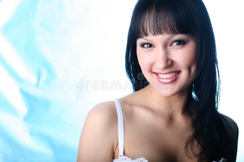 Smiling model in studio stock photo. Image of blue, model - 8207164