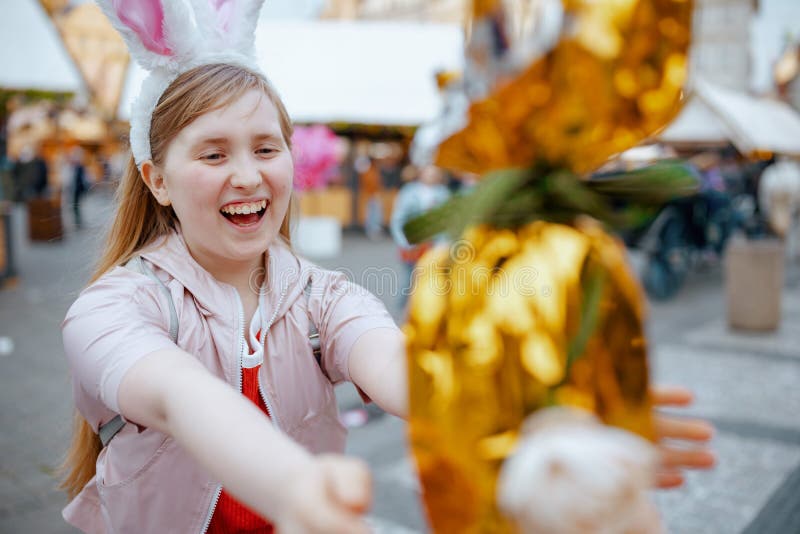 Smiling Modern Child in Pink Jacket at Fair in City Stock Image - Image ...