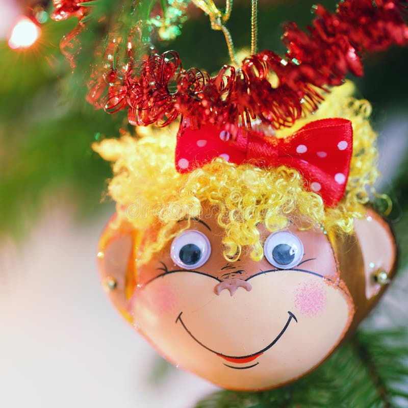 Smiling Monkey Christmas Decoration Stock Image - Image of illumination ...