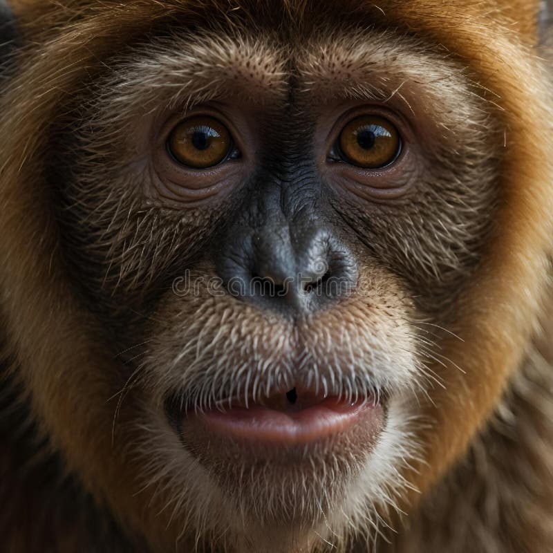 A Smiling Monkey Looks at the Camera with Its Face Partially Obscured ...