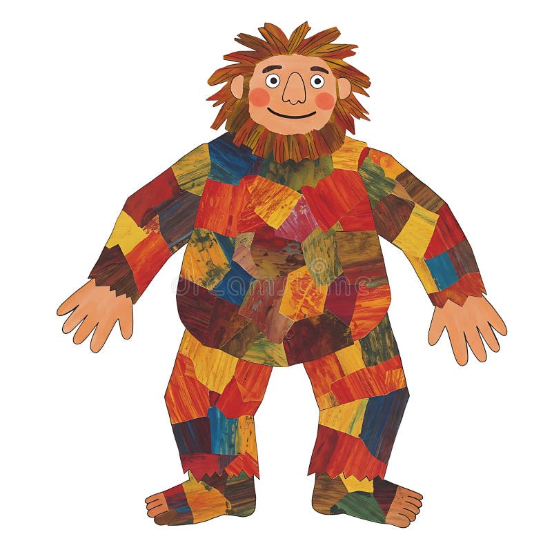 Colorful Patchwork Monster Illustration on White Background for ...