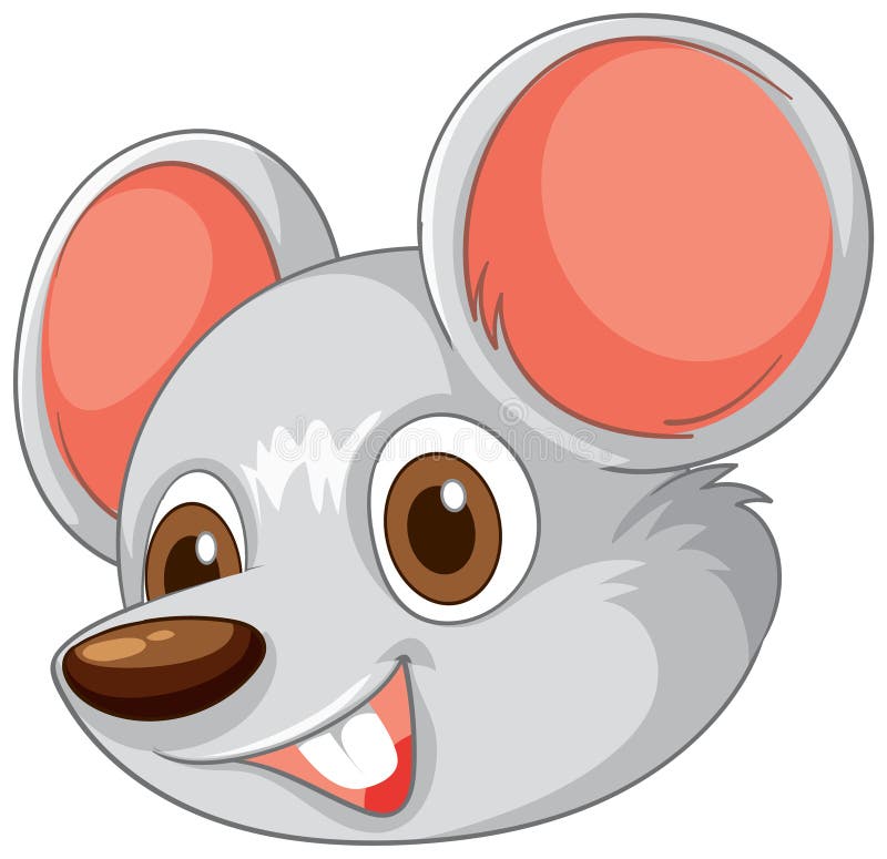 Smiling Mouse with Large Ears Stock Vector - Illustration of mouse ...