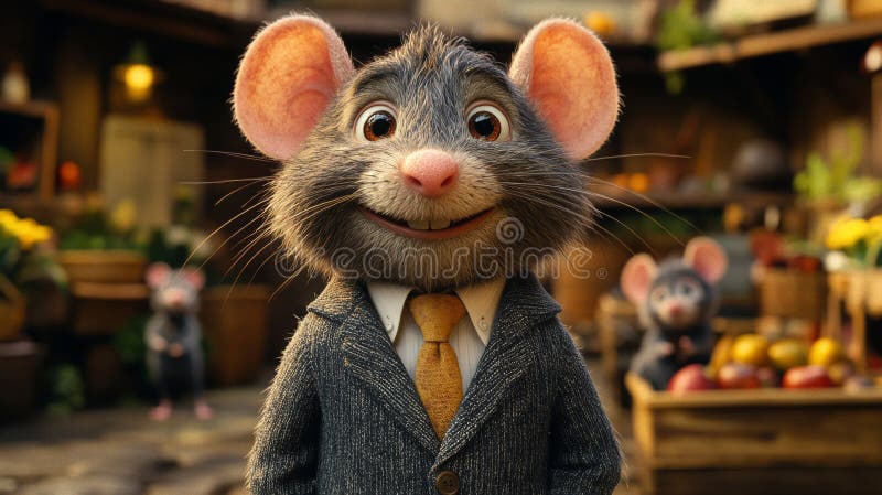 Smiling Mouse in a Suit stock illustration. Illustration of happy ...