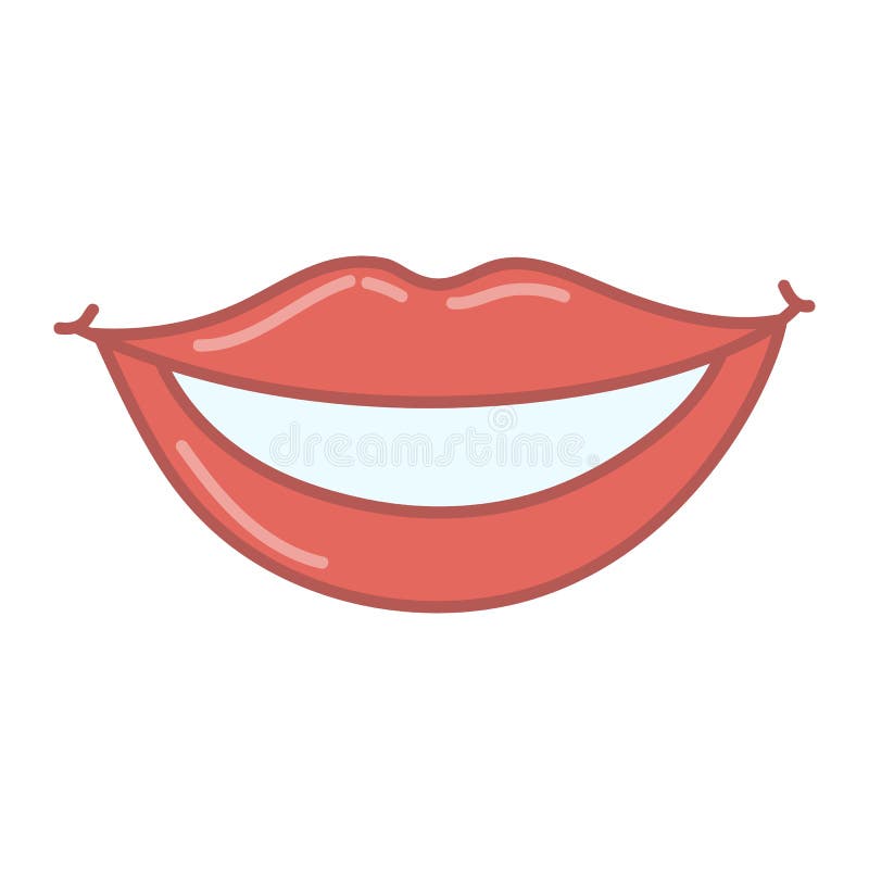 Smiling Mouth. Red Lips. Cartoon Style Stock Vector - Illustration of ...