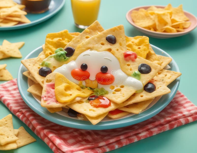 Smiling Nacho Cartoon Platter Stock Photo - Image of creative, cheerful ...