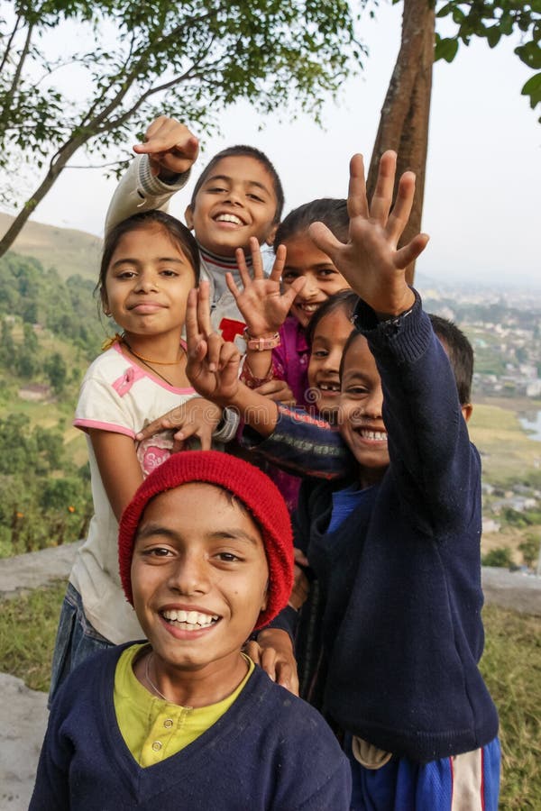 Smiling nepalese kids editorial stock image. Image of dirty - 71007259