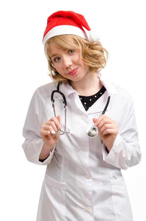 Smiling Nurse or Doctor in a Santa Stock Photo - Image of doctor ...