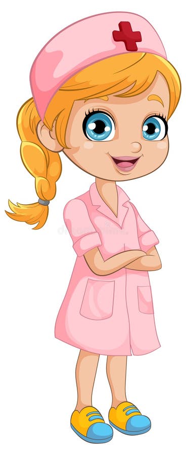 Smiling Nurse in Pink Uniform Stock Vector - Illustration of character ...