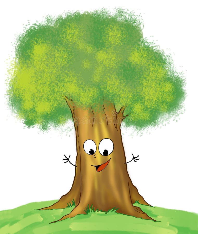 Smiling oak tree stock vector. Illustration of cartoon - 6587733