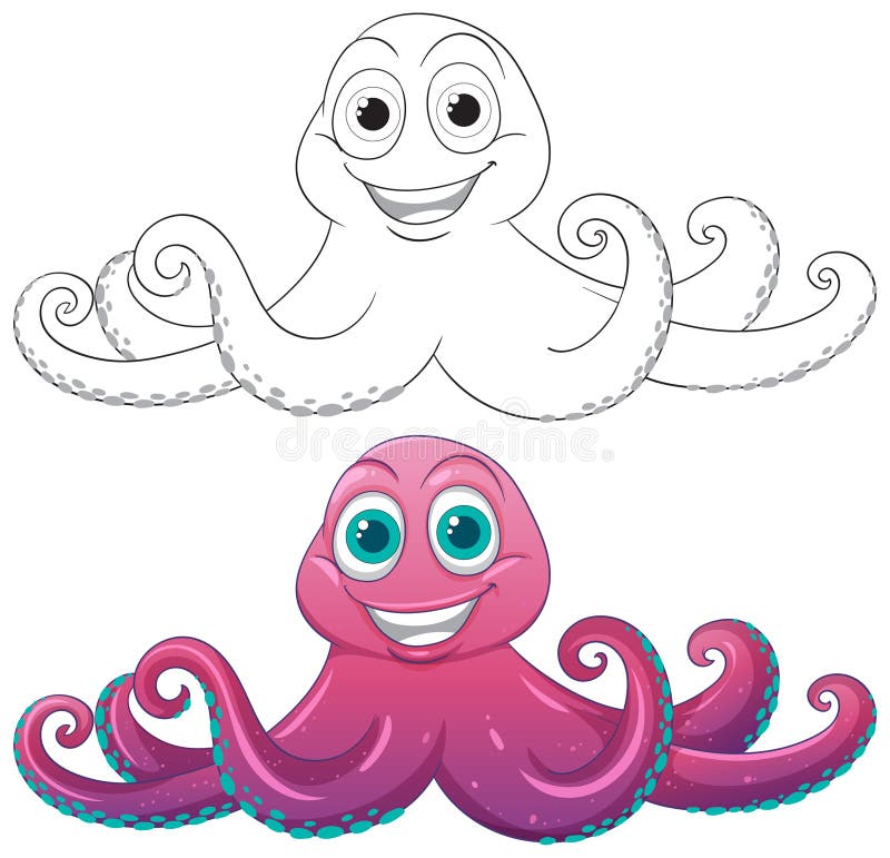 Smiling octopus stock vector. Illustration of life, friendly - 360871096
