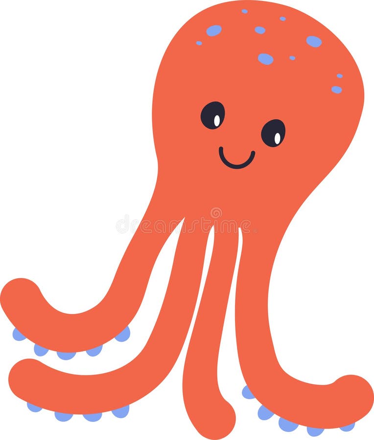 Smiling Octopus with Tentacles Stock Illustration - Illustration of ...
