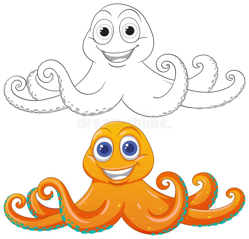Smiling Octopus with Vibrant Stock Vector - Illustration of cute ...