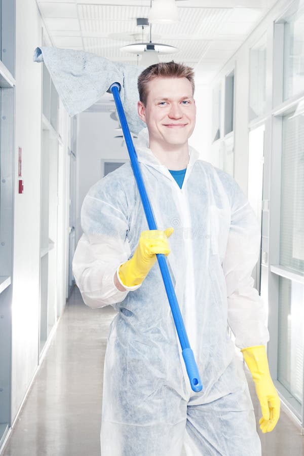 Smiling office cleaner stock image. Image of caucasian - 31297205