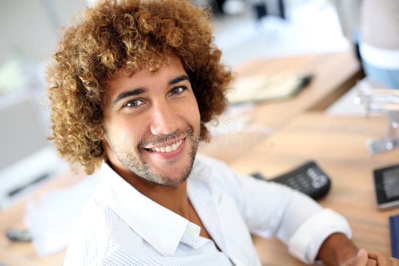 Smiling office worker stock image. Image of plan, project - 16339285