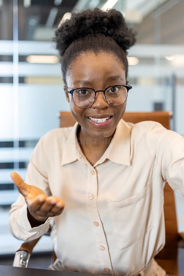 Office Worker Engaging in Virtual Business Meeting Via Video Call Stock ...